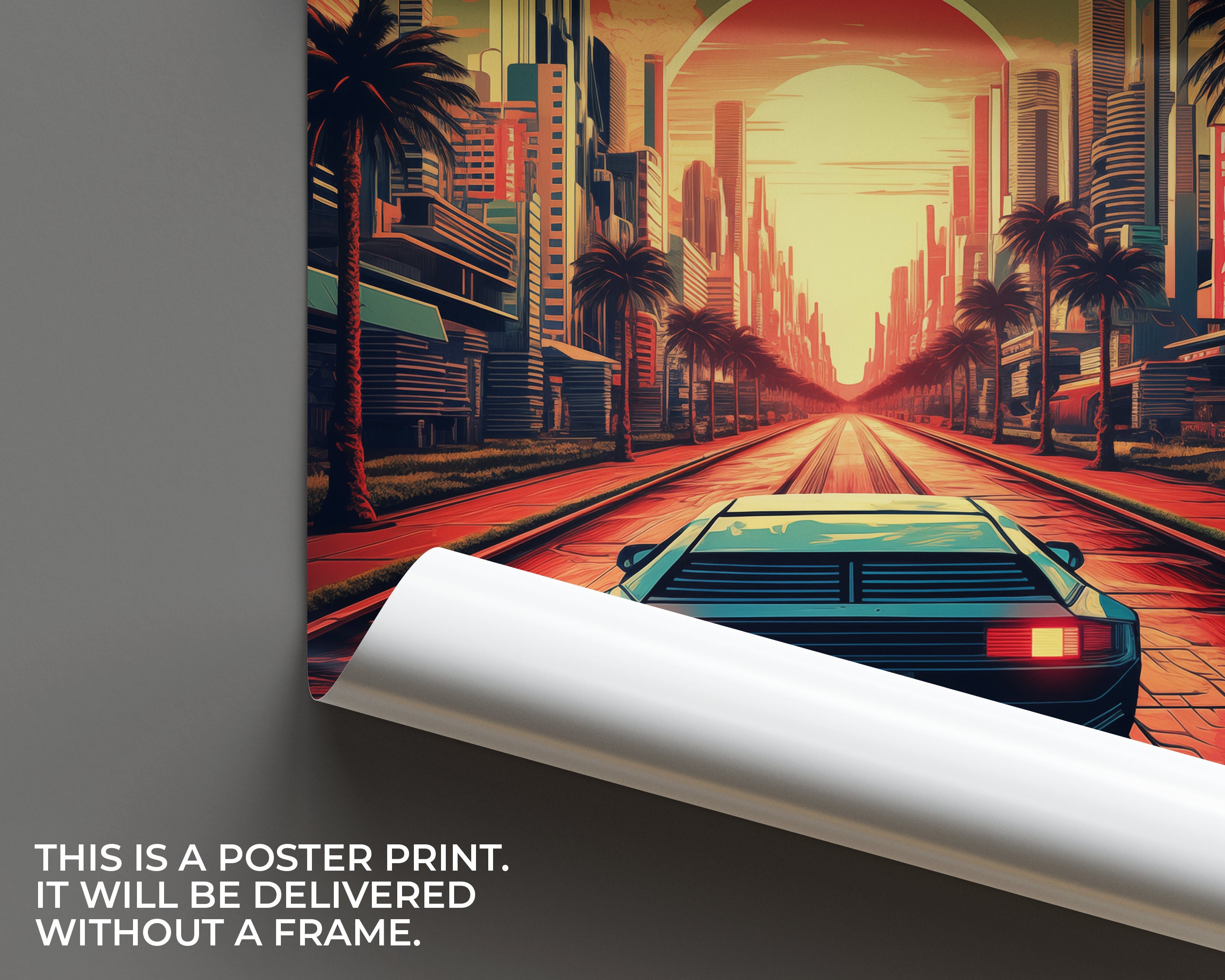 Synthwave Futuristic Sunset Poster Synthwave Wall Art - Etsy