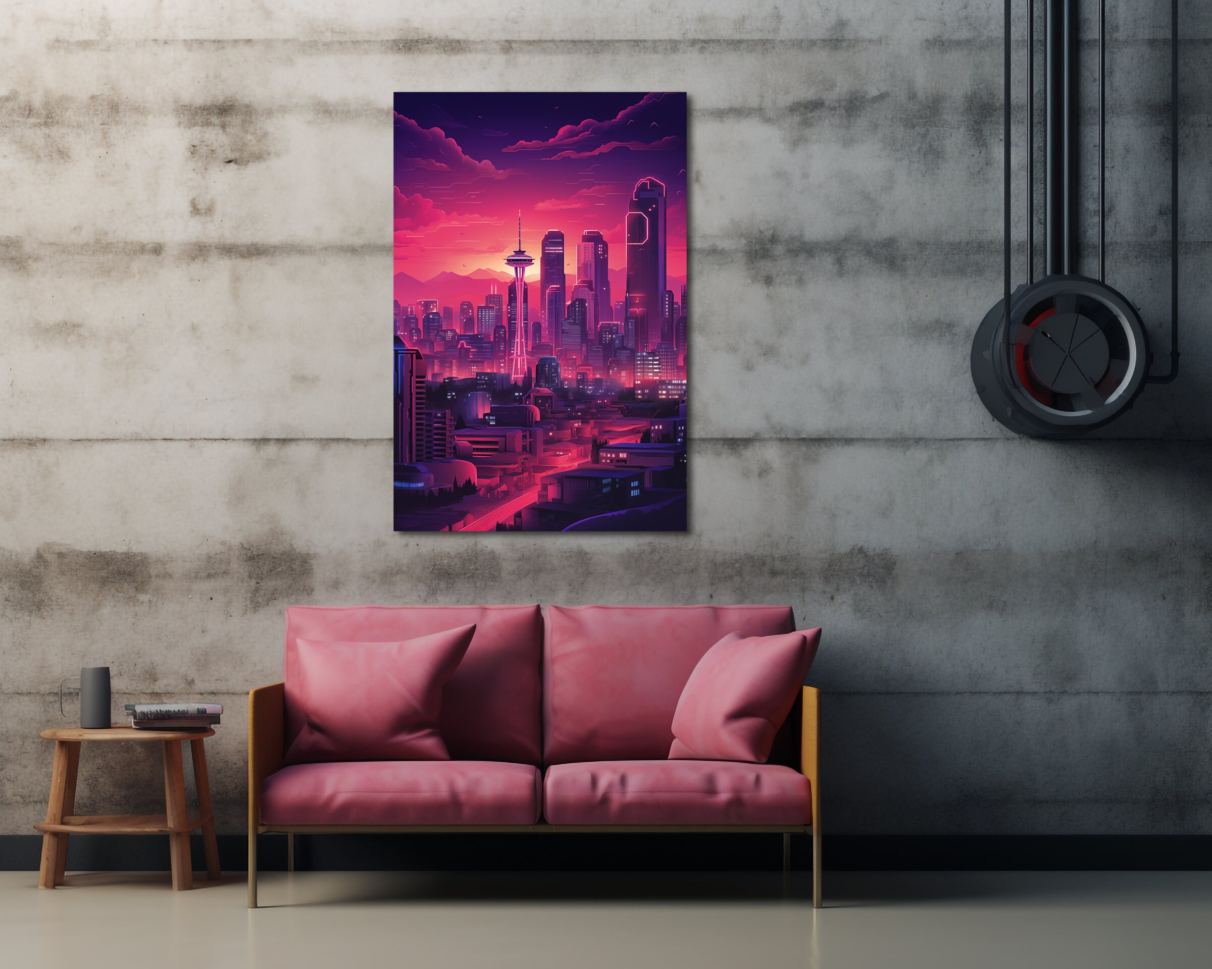 Cyberpunk Seattle Skyline Poster Cyberpunk Wall Art Print - Etsy