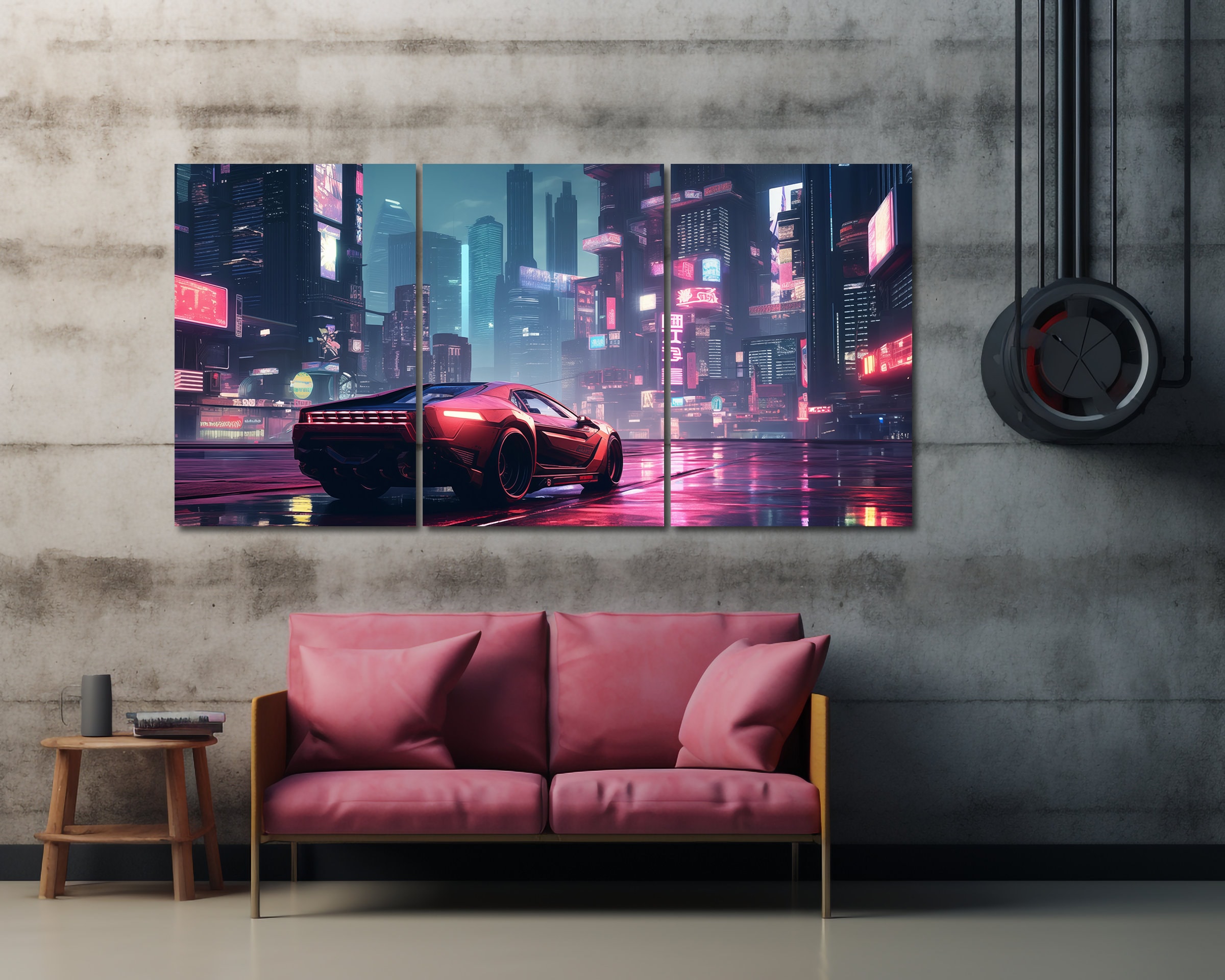 Cyberpunk Car and Night City Poster | Set of 3 Posters | 3 Piece Wall ...