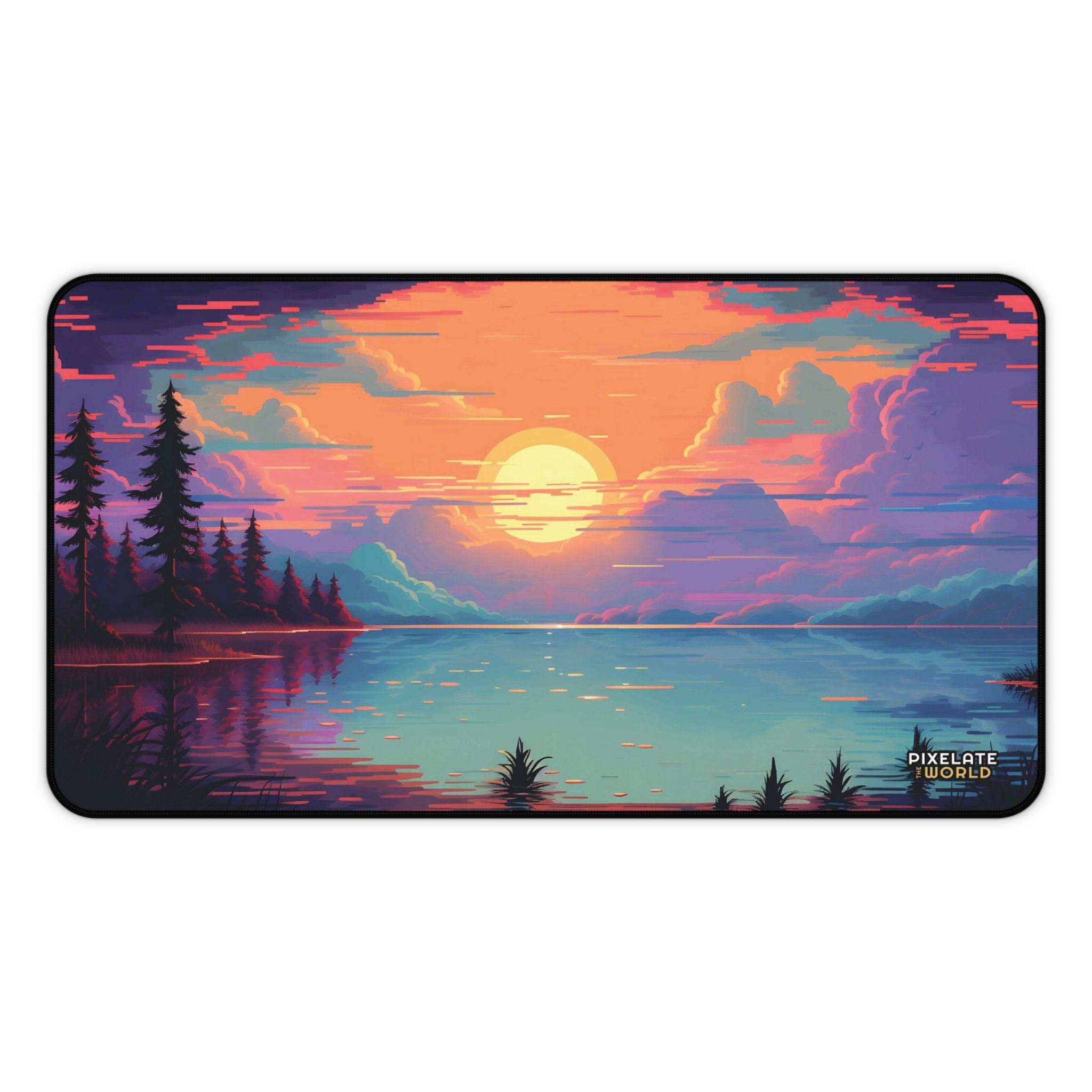 Pixel Art Desk Mat Scenic Lake Design Vibrant Colors Unique - Etsy