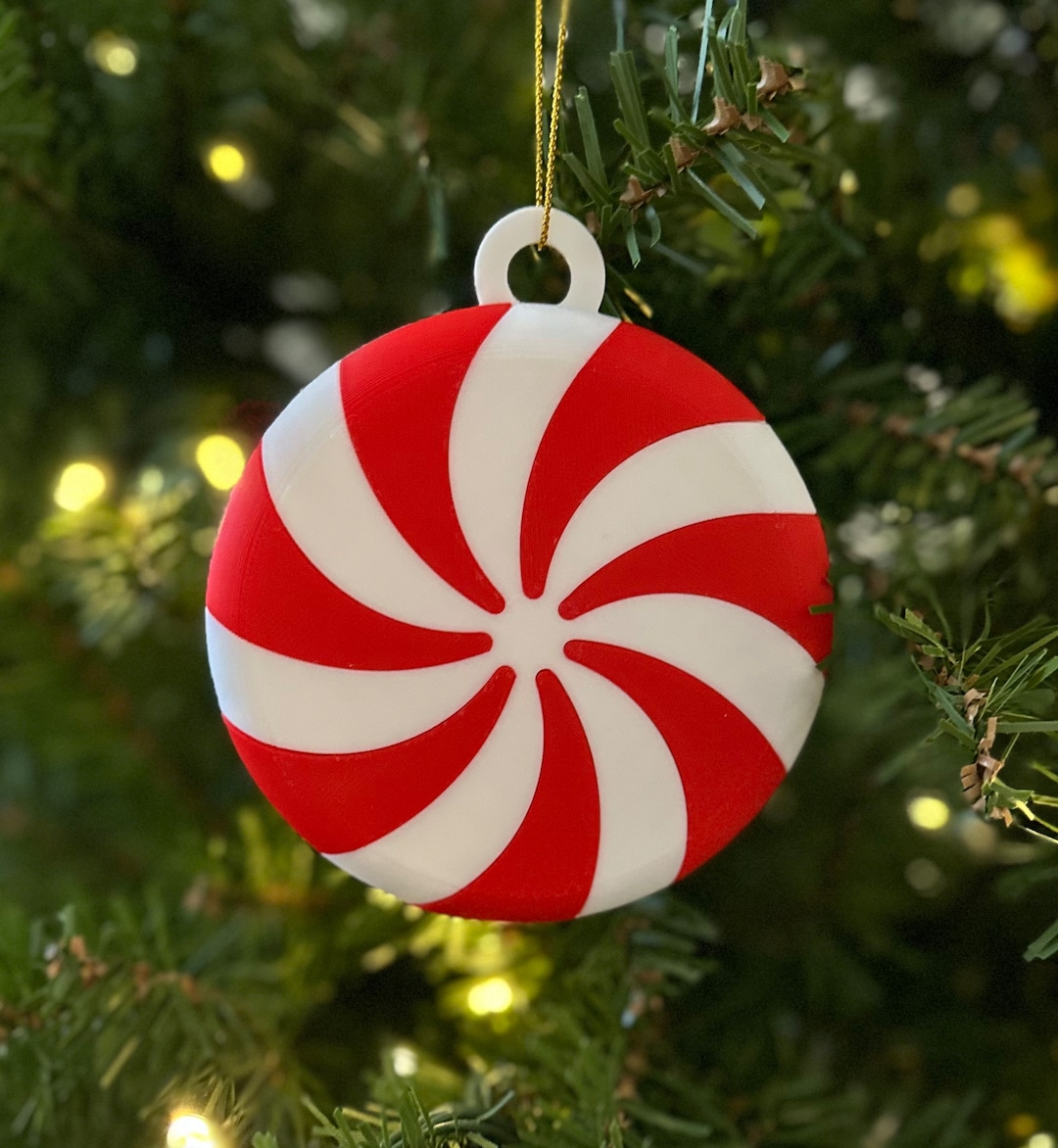 3D Printed Peppermint Candy Ornament - Festive Holiday Decoration - Etsy