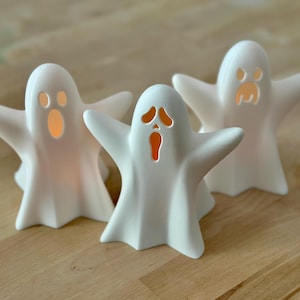 Spooky 3D Printed Ghost Tea Light Decoration – Halloween LED Candle ...