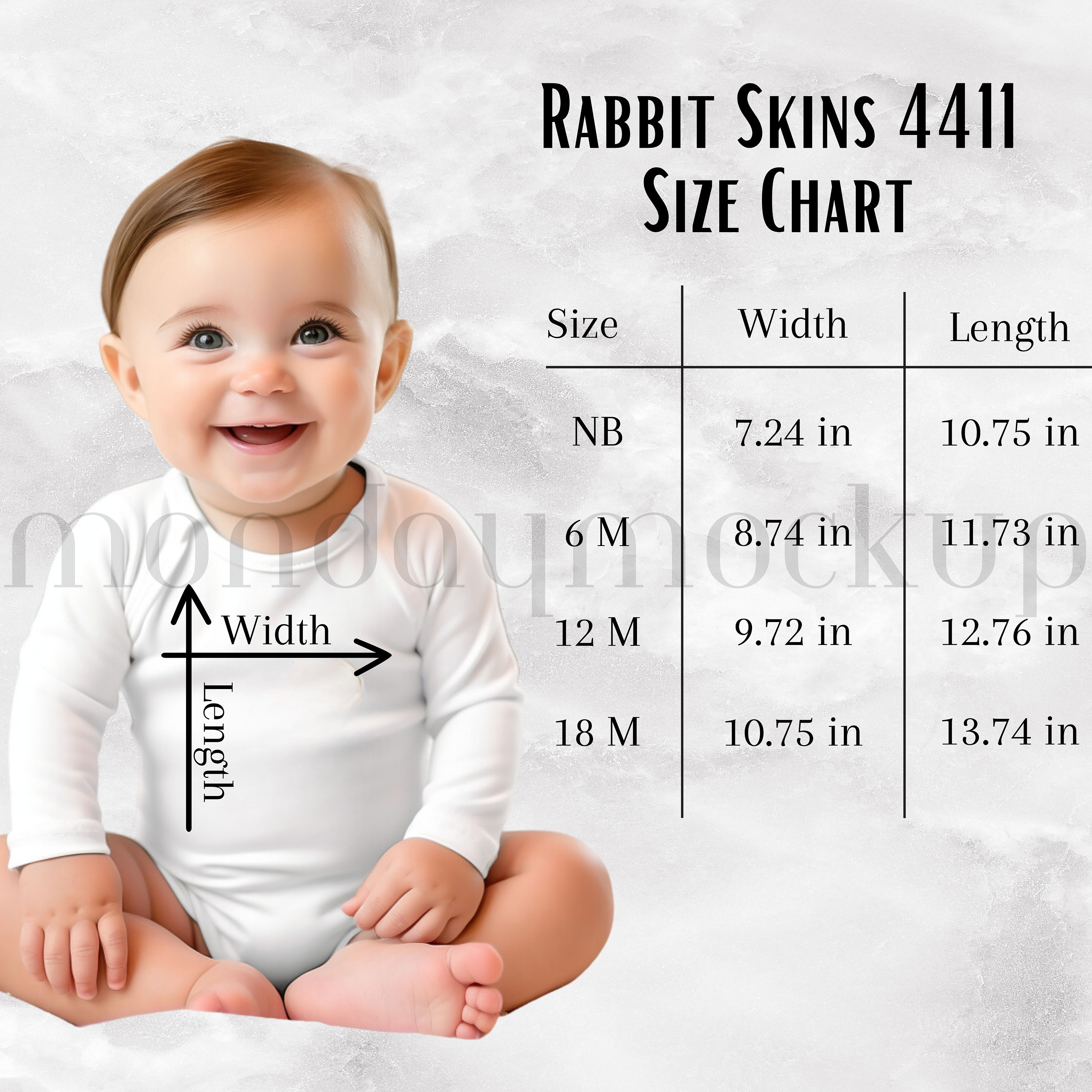 Rabbit Skins 4411 Size Chart, Sizing Guide, Infant Bodysuit, Size Chart ...