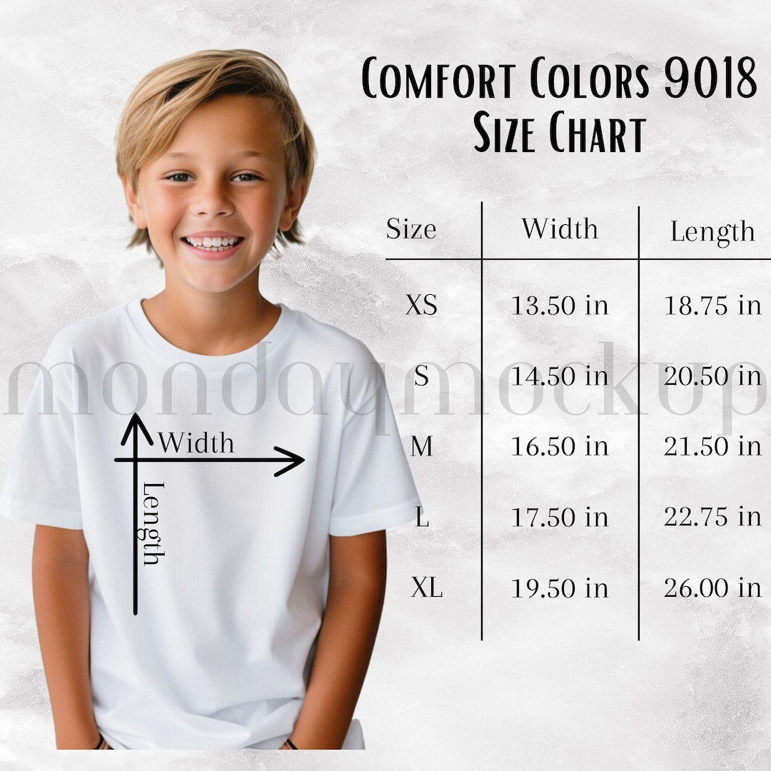 Comfort Colors 9018 Size Chart, Sizing Guide, Kid Tshirt, Shirt Size ...