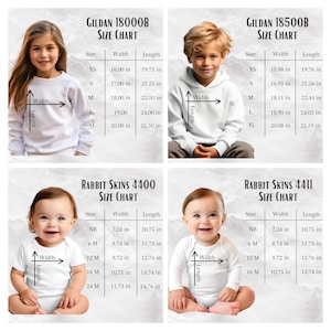 Toddler and Youth Size Chart Mockup Bundle, Kids Size Chart Mockups ...