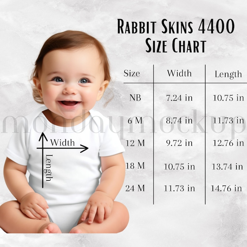 Rabbit Skins 4400 Size Chart, Sizing Guide, Infant Bodysuit, Size Chart ...