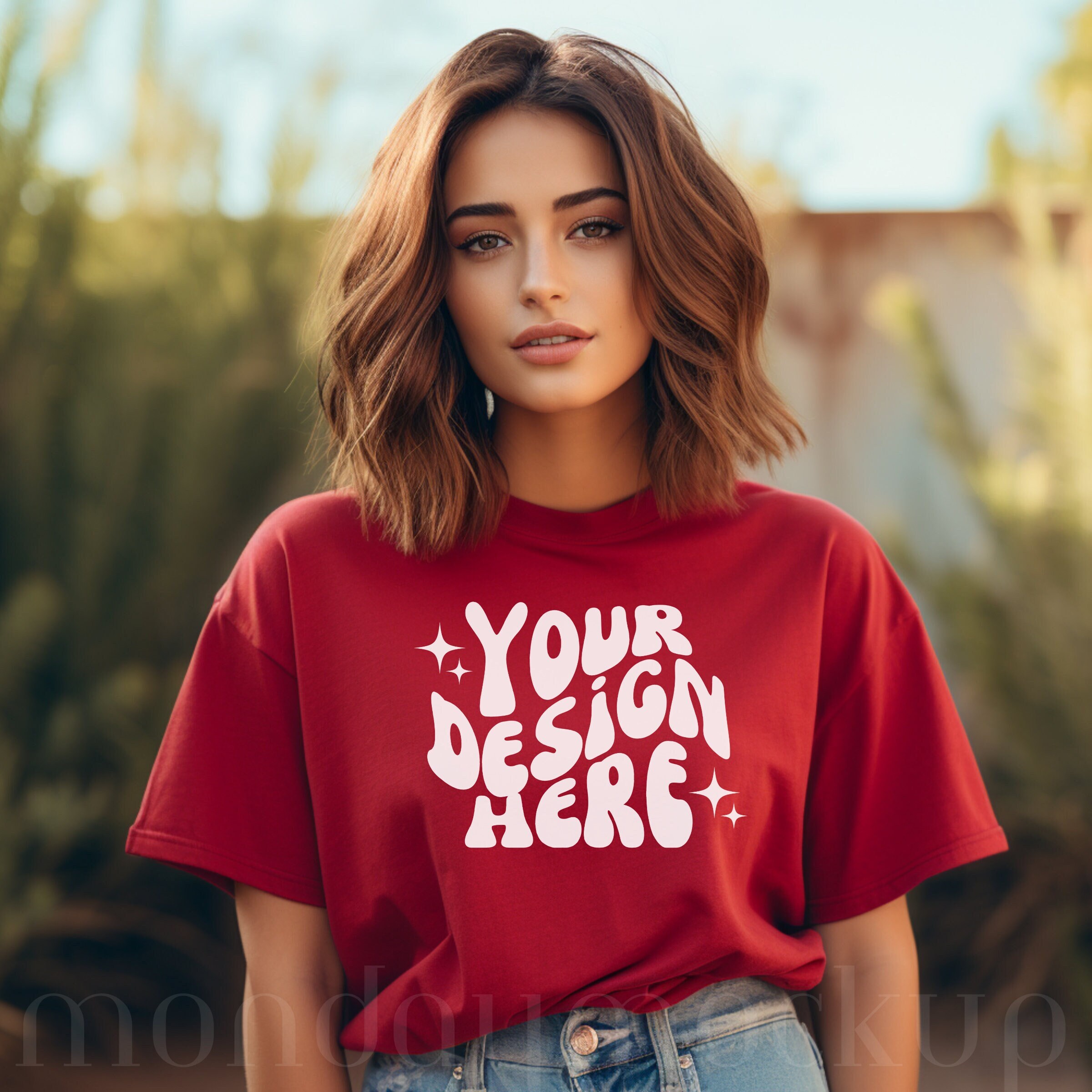 Red Gildan 5000 Mock Tshirt Mockup Styled Shirt Mockup Fall - Etsy