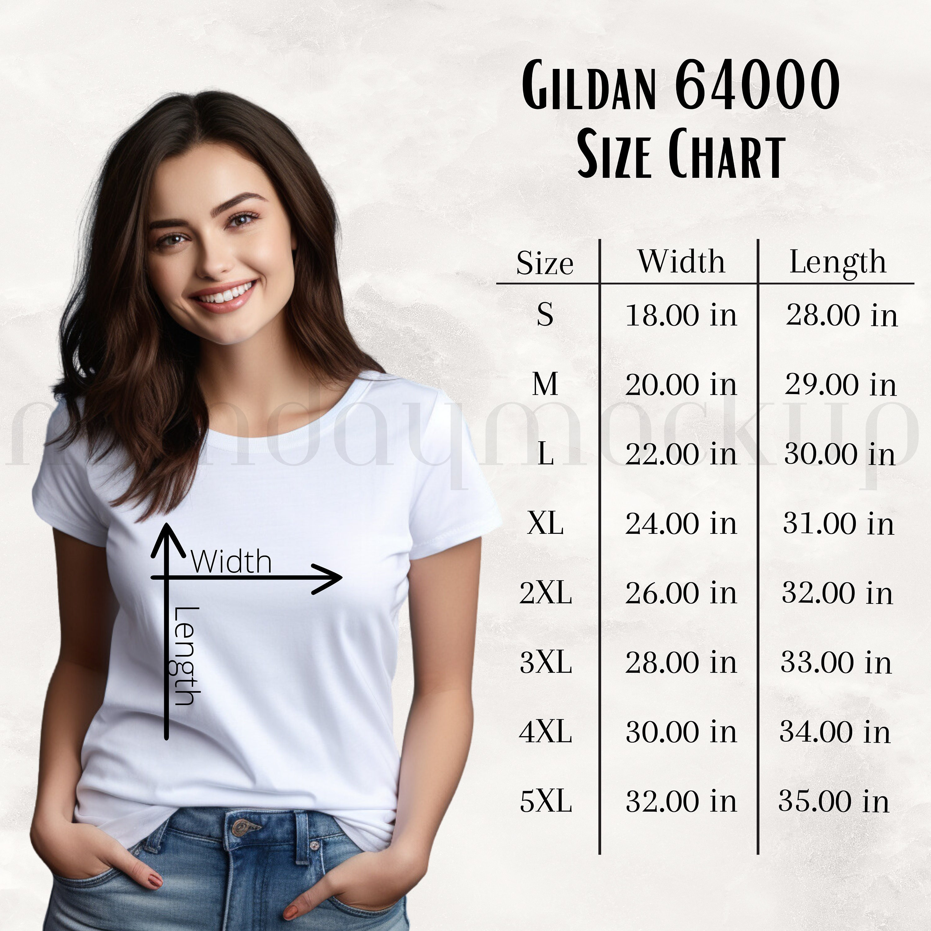Gildan 64000 Size Chart for Woman, G64000 Size Chart, Womans T-shirt ...