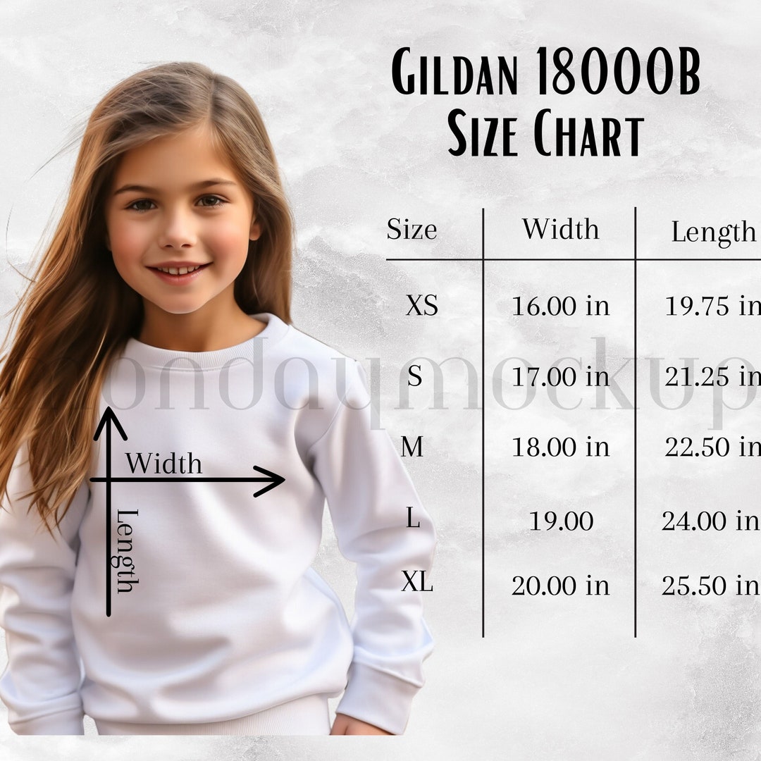 Gildan 18000B Size Chart Sizing Guide Kid Sweatshirt - Etsy Australia