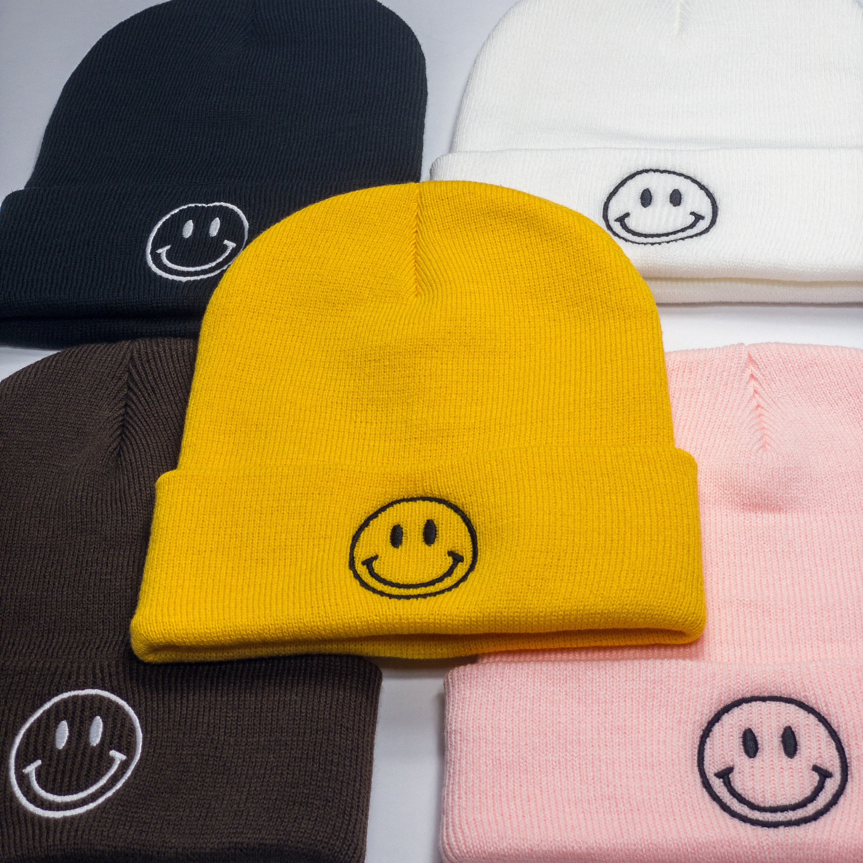 Smiley Face Embroidered Beanie Smiley Face Embroidery - Etsy