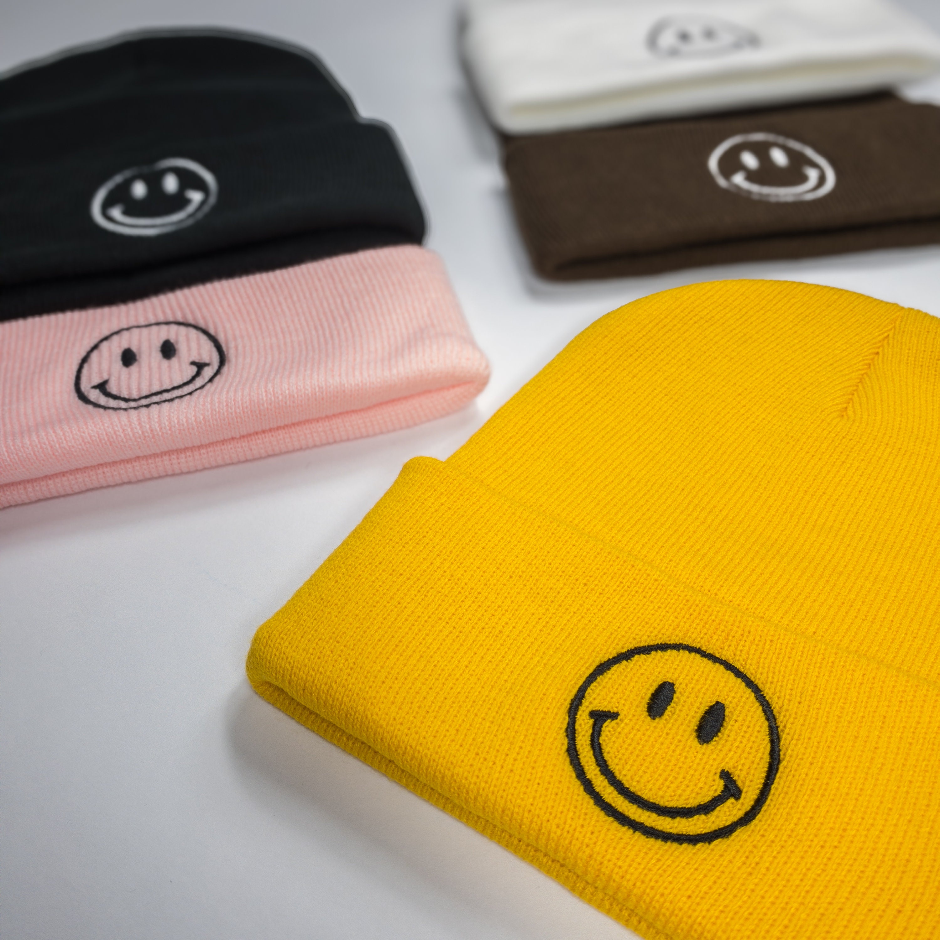 Smiley Face Embroidered Beanie Smiley Face Embroidery - Etsy