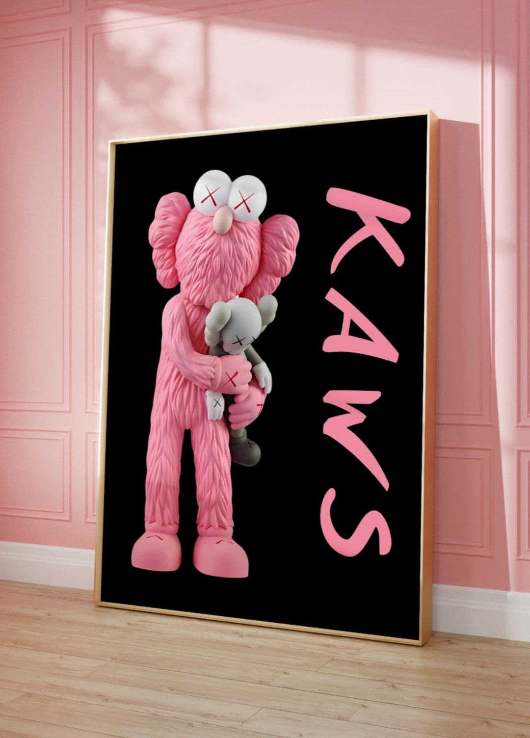 Kaws Pink With Child Poster Wall Art Home Decor - Etsy