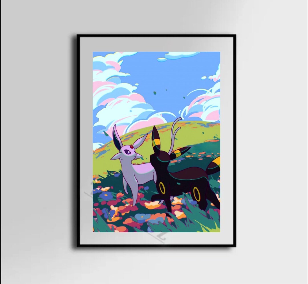Espeon Umbreon Landscape Pokeart Canvas Poster Anime Wall Art Home ...