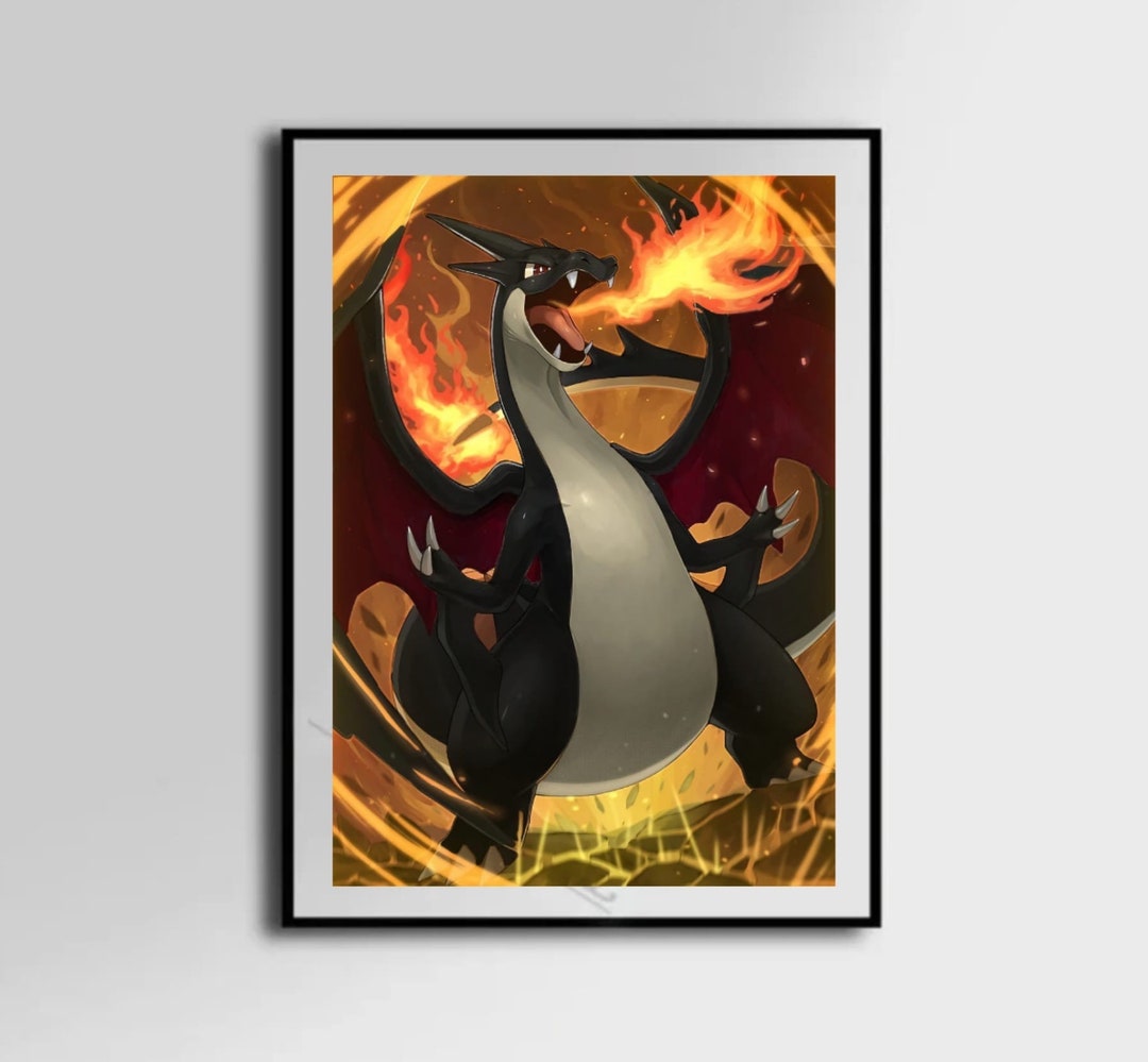 Black Charizard Pokeart Canvas Poster Wall Art Home Decor - Etsy