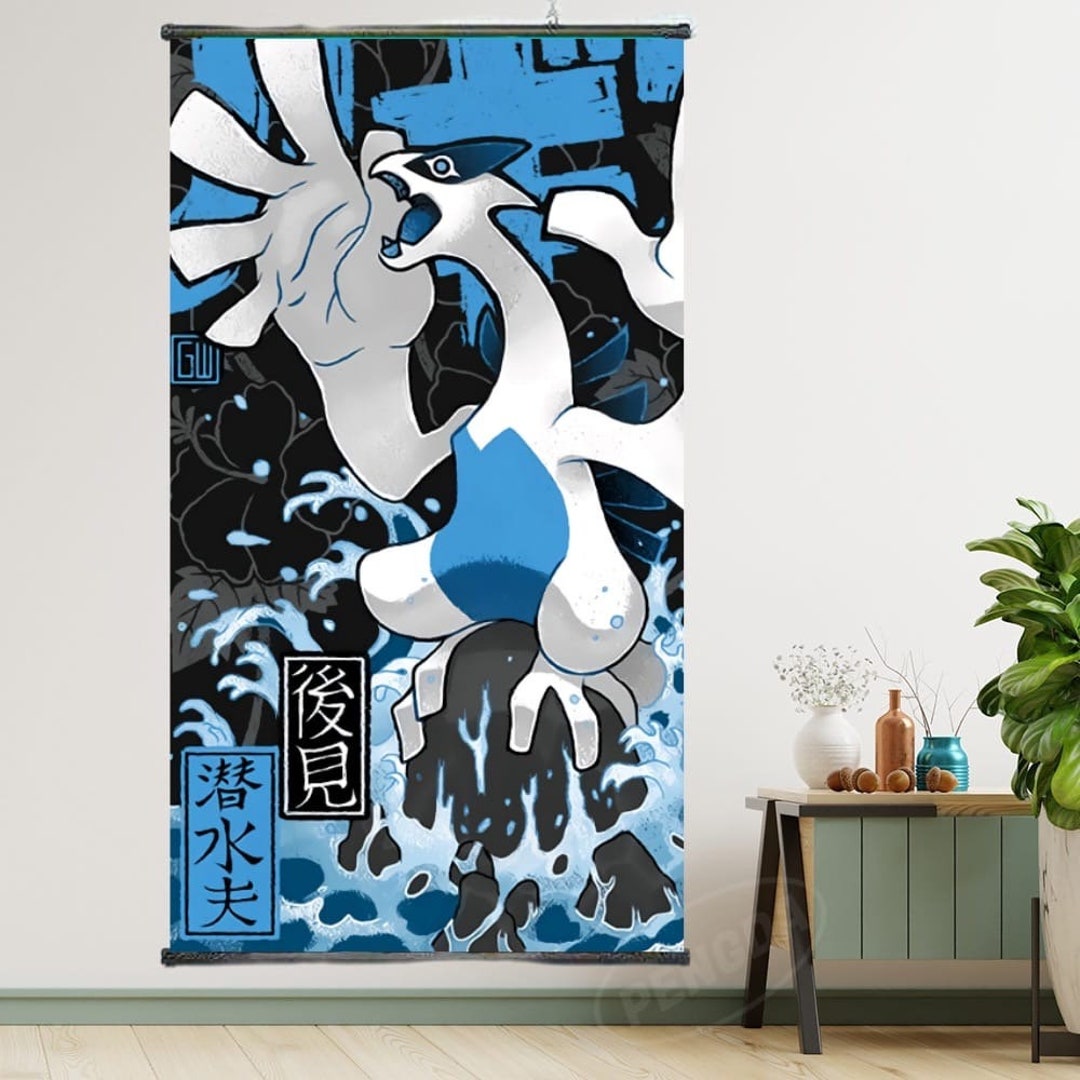 Lugia Blue Canvas Scroll Style Art Home Decor Wall Art - Etsy