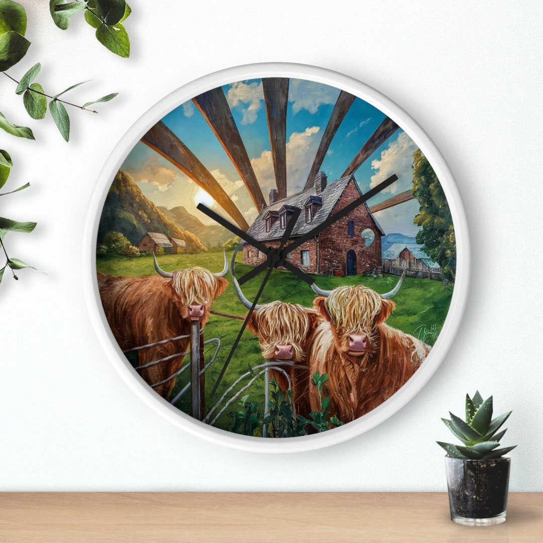 Rustic Highland Cow Wall Clock - Etsy