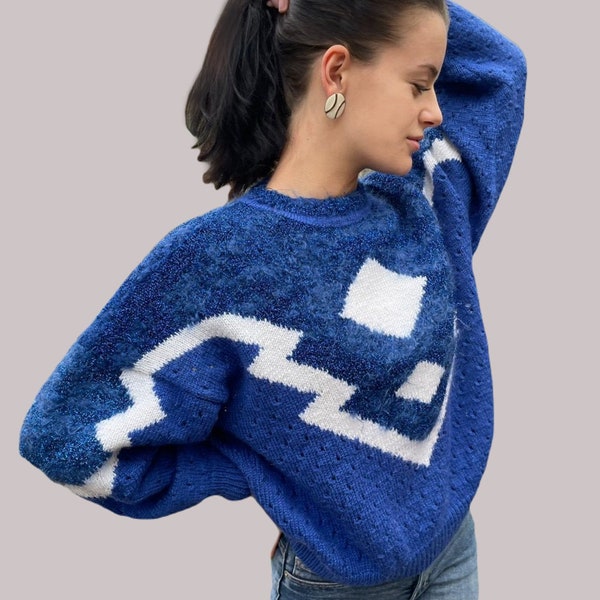 Royal Blue Chunky Sweater - Etsy