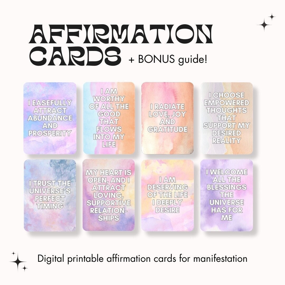 Watercolor Affirmation Cards: Manifestation Oracle Deck (digital ...