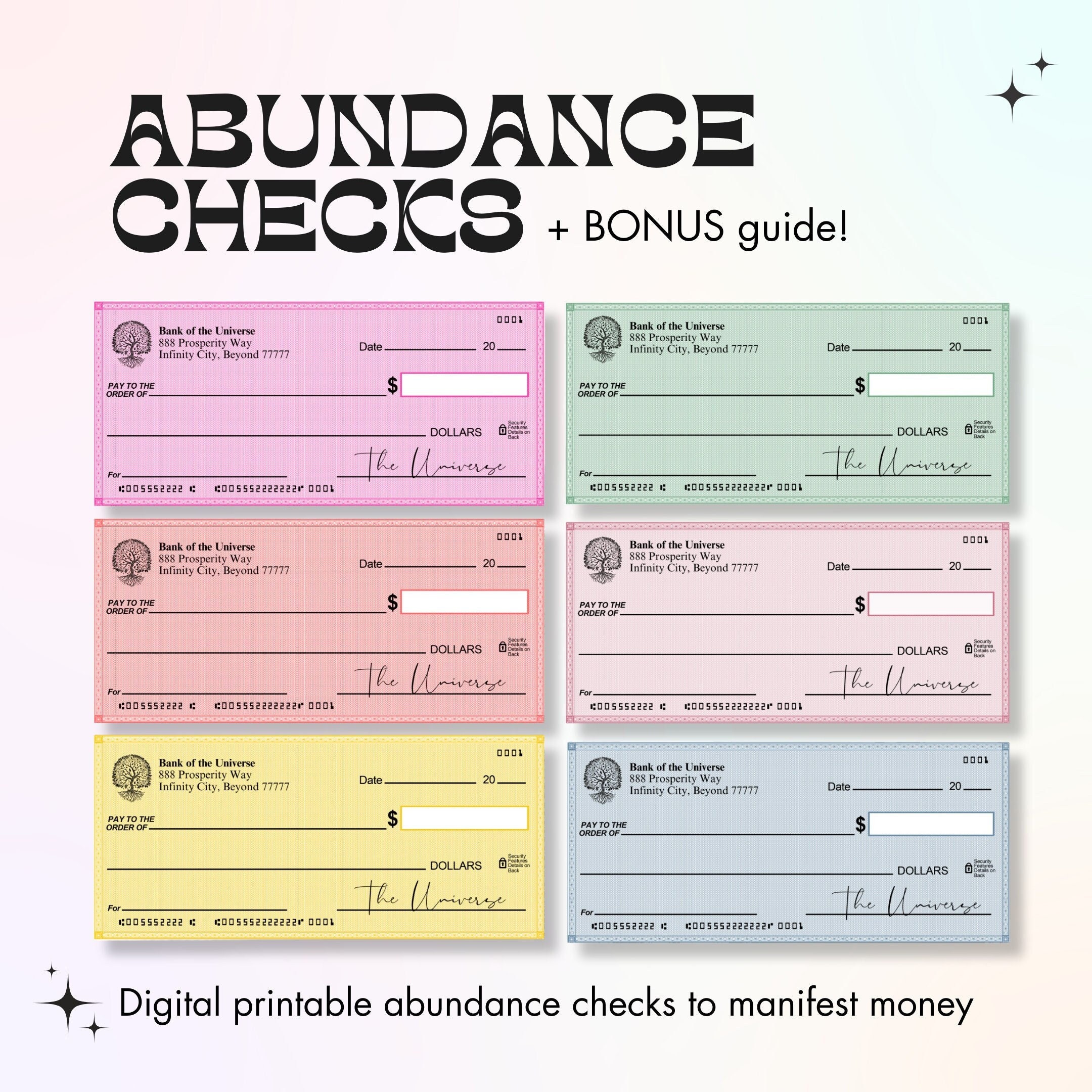 Abundance Checks for Manifesting Money | Manifestation Checks | Vision ...