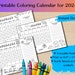 Printable Coloring Calendar 2024 for Kids, Traceable Numbers, Printable ...