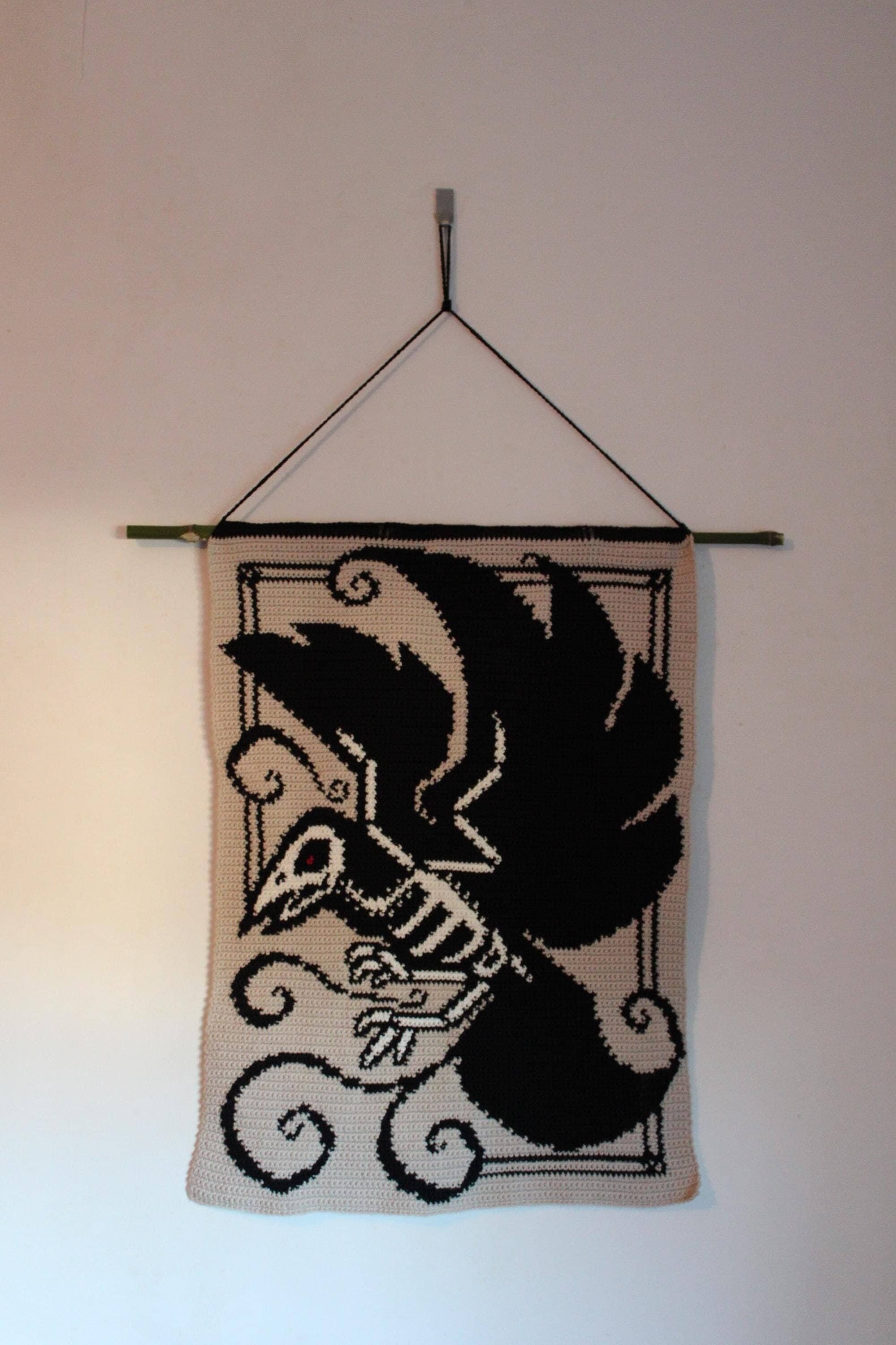 Crow PDF Tapestry Crochet Pattern Bird Skeleton Wall-hanging Decor - Etsy