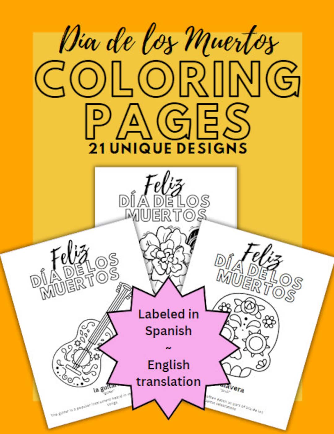 Día De Los Muertos day of the Dead Coloring Pages spanish - Etsy