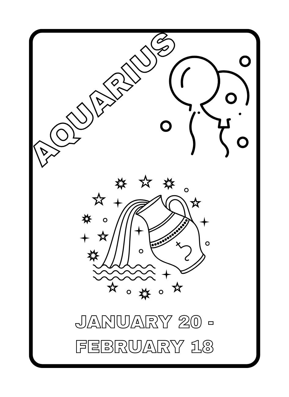 Aquarius Zodiac Coloring Page - Etsy