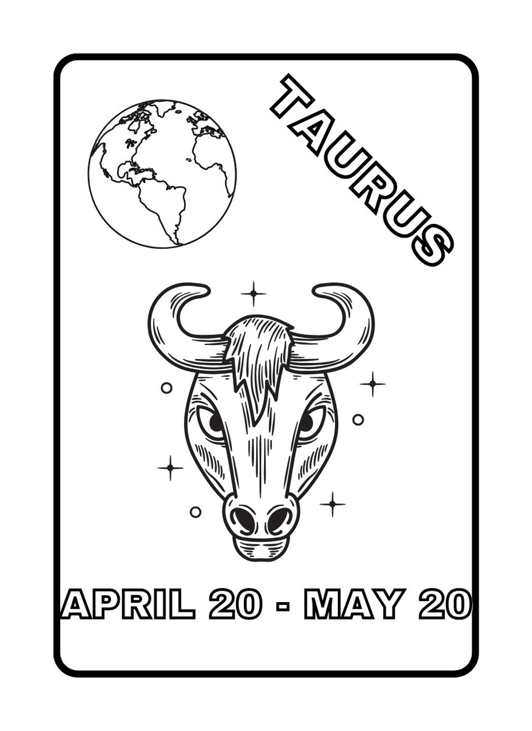 Taurus Zodiac Coloring Page - Etsy
