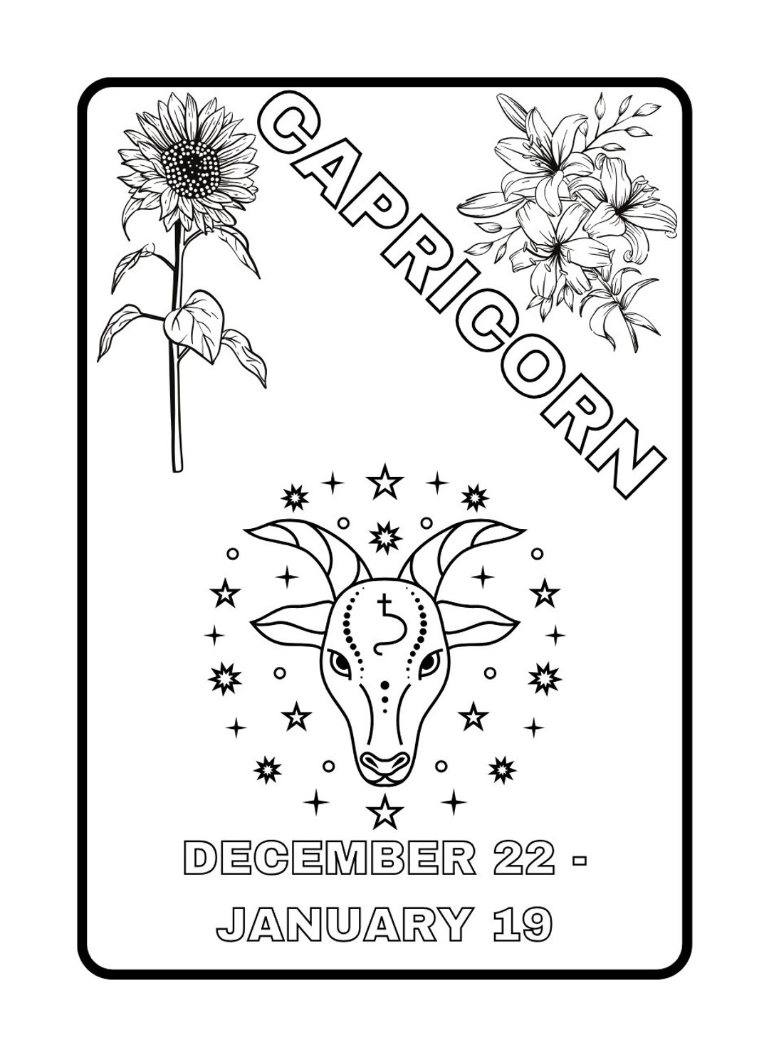 Capricorn Zodiac Coloring Page - Etsy