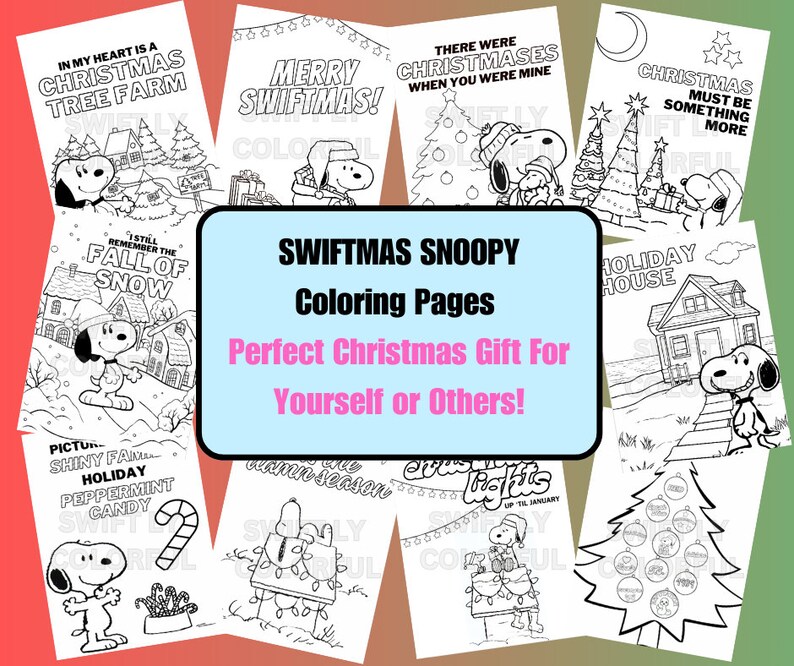 Swiftmas Snoopy Coloring Pages - Etsy