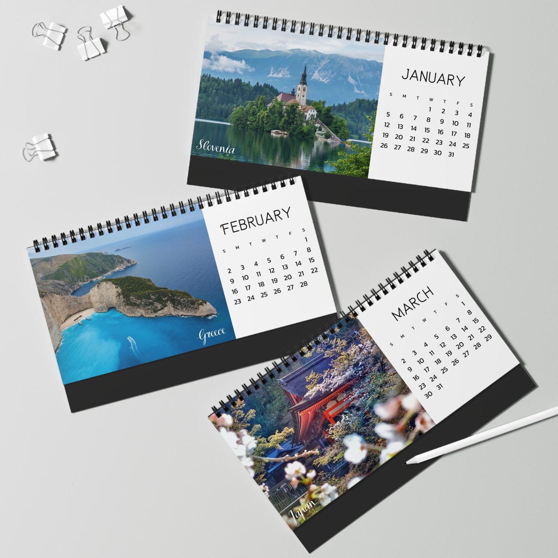 Travel Inspiration Desk Calendar 2025 | Mini Desk Calendar 2025 | World ...