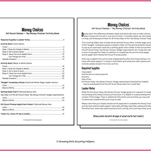 Girl Scout Daisies: "my Money Choices" Printable Activity Book | Badge ...