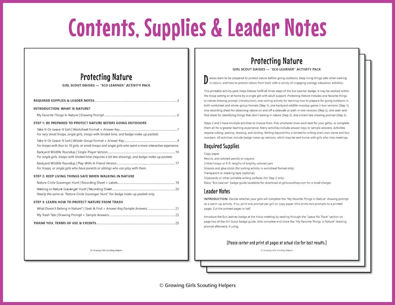 Girl Scout Daisies: "eco Learner" Printable Badge Pack | Activities for ...