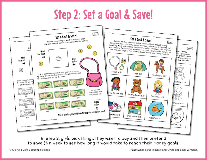 Girl Scout Daisies: my Money Choices Printable Activity Book Badge ...