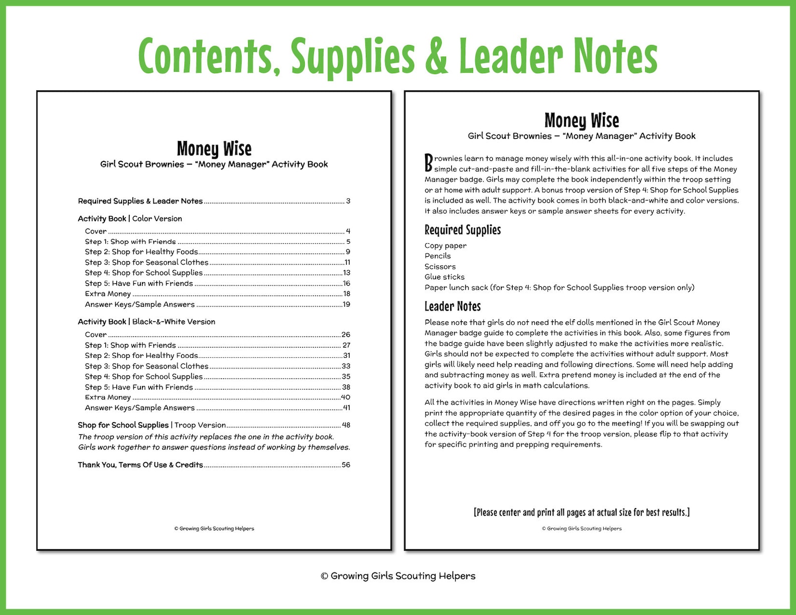 Girl Scout Brownies: "money Manager" Printable Activity Book | Badge ...