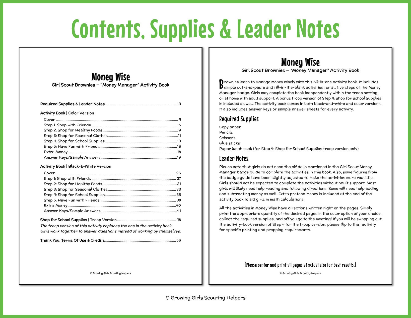 Girl Scout Brownies: "money Manager" Printable Activity Book | Badge ...