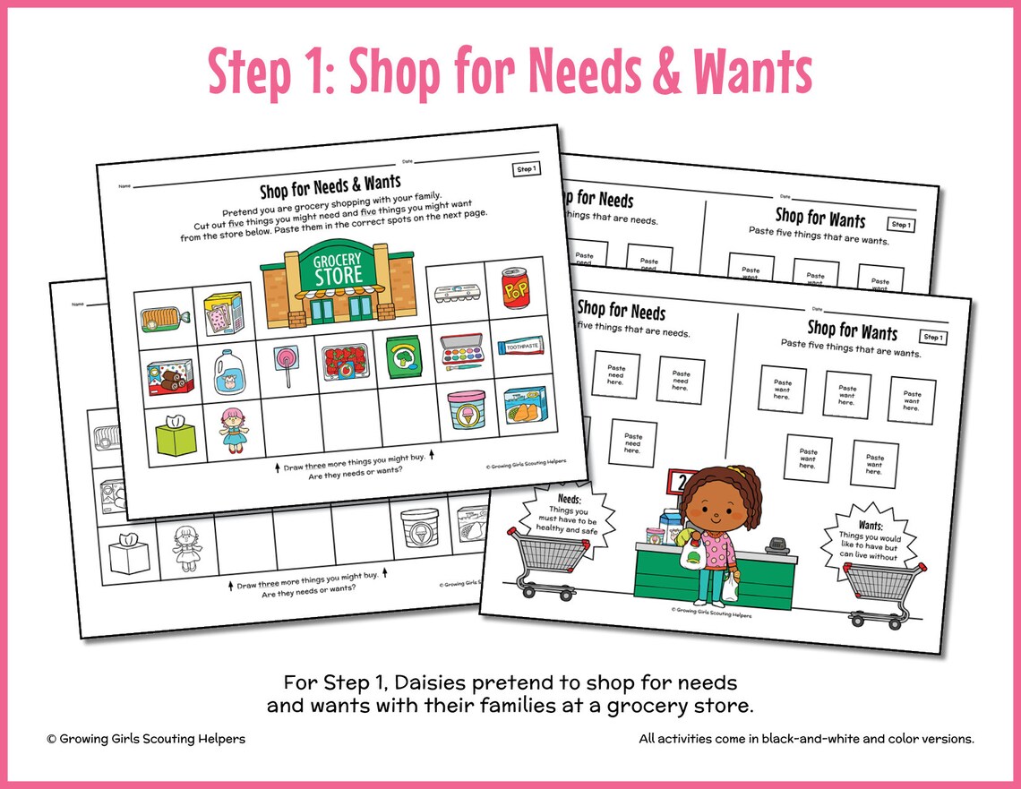 Girl Scout Daisies: my Money Choices Printable Activity Book Badge ...