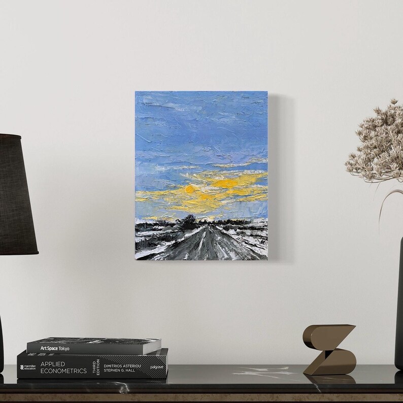 Snowy Landscape Oil Painting on Canvas: Abstract Winter Artwork - Etsy