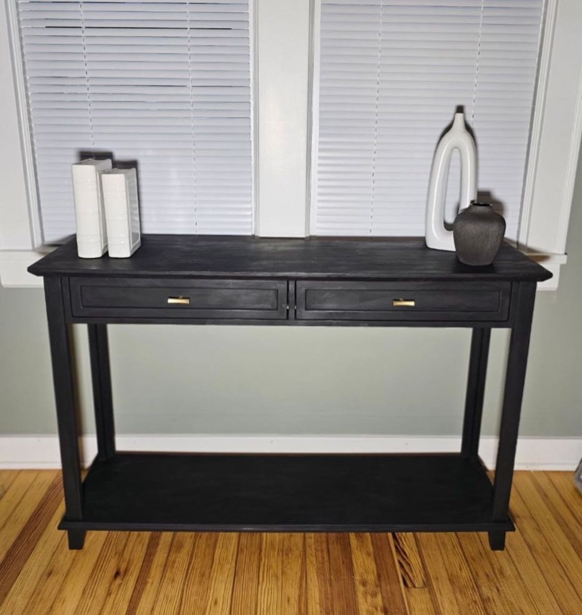 SOLD Refinished Black Entryway/console Table - Etsy