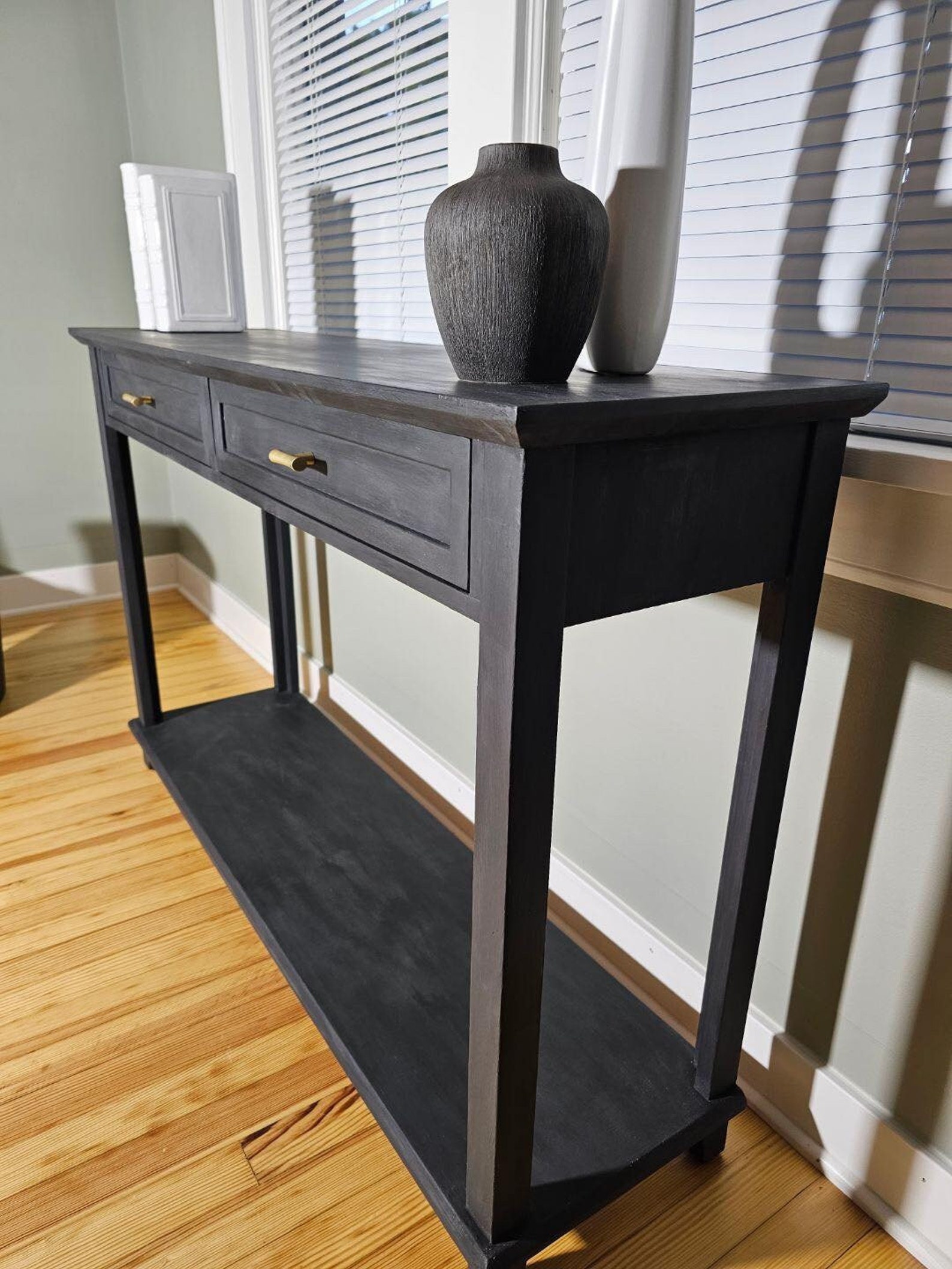 SOLD Refinished Black Entryway/console Table - Etsy
