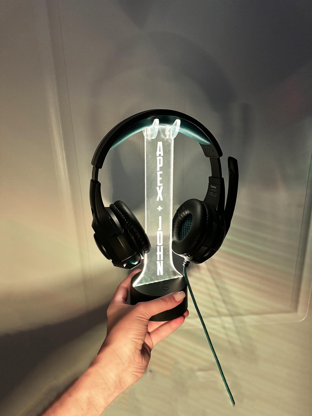 Personalized Light up Headphone Stand for Desk, Gaming Headset Holder ...