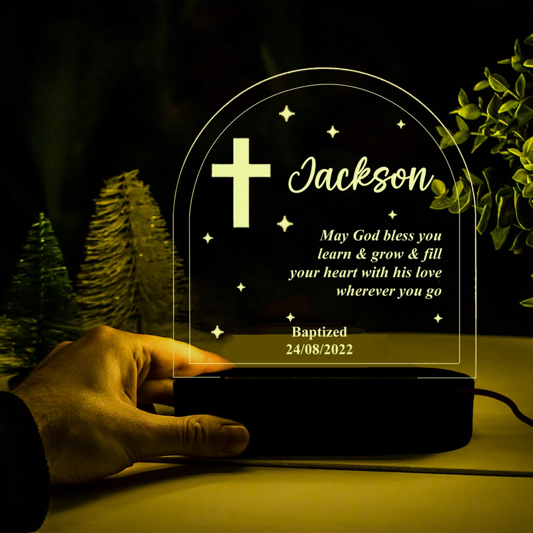 Personalized Baptism Night Light, Custom Baptism Gift for Kids ...