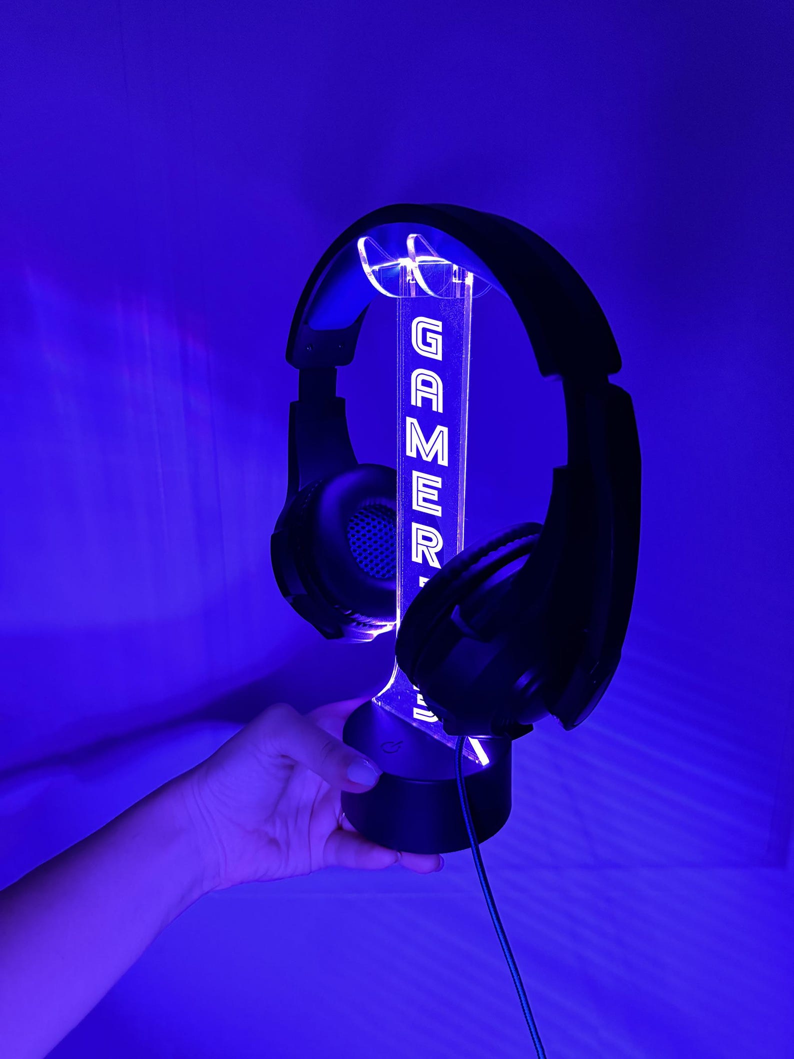 Personalized Light up Headphone Stand for Desk, Gaming Headset Holder ...