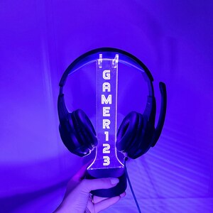Personalized Light up Headphone Stand for Desk, Gaming Headset Holder ...