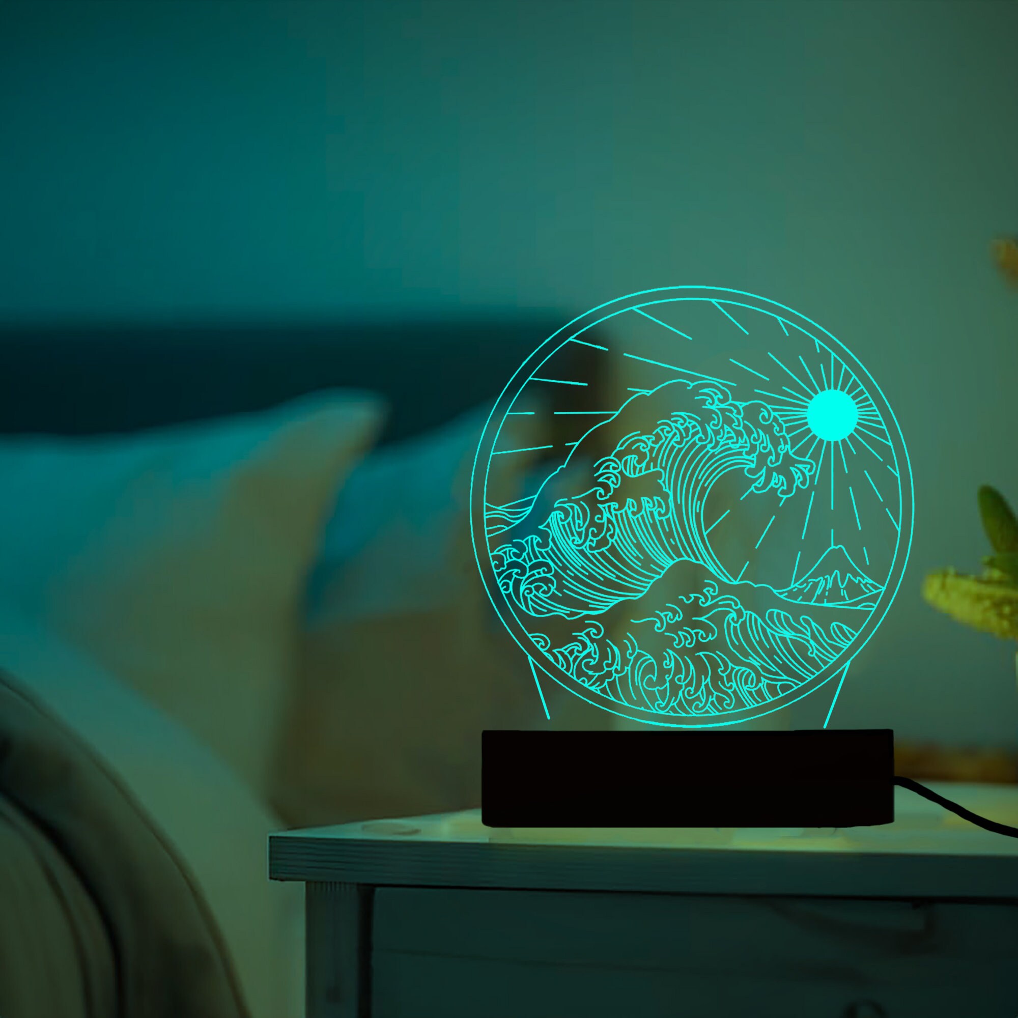 Great Wave Kanagawa Night Lightsun and Wave Night - Etsy