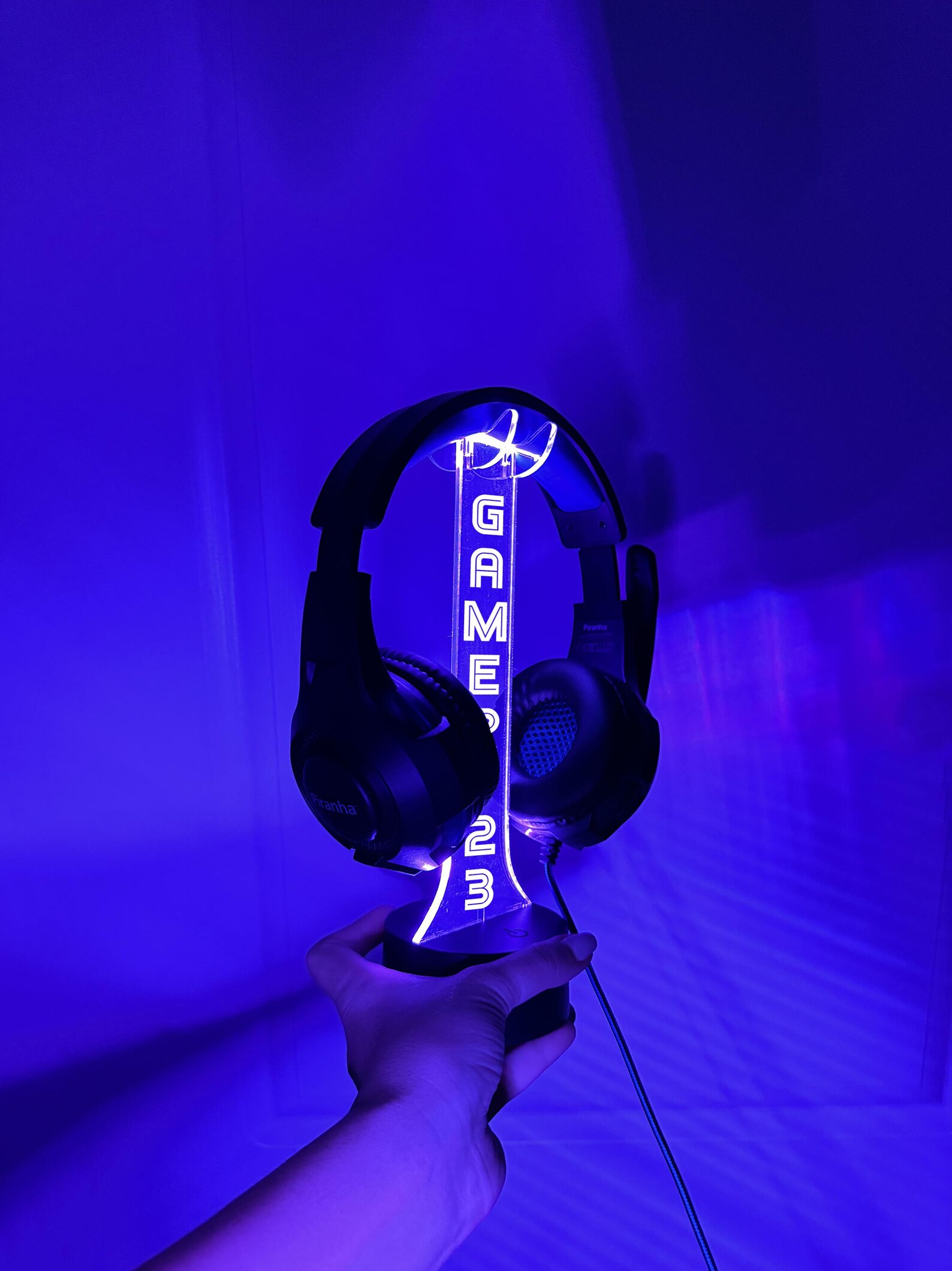 Personalized Light up Headphone Stand for Desk, Gaming Headset Holder ...