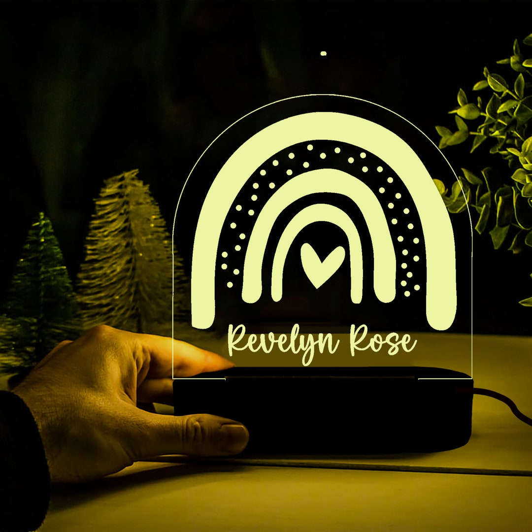 Custom Rainbow Baby Girl Night Light,personalized Cute Rainbow Night ...