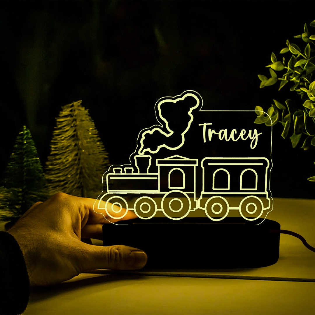 Custom Train Night Light,locomotive Night Lamp With Name, Train Gift ...