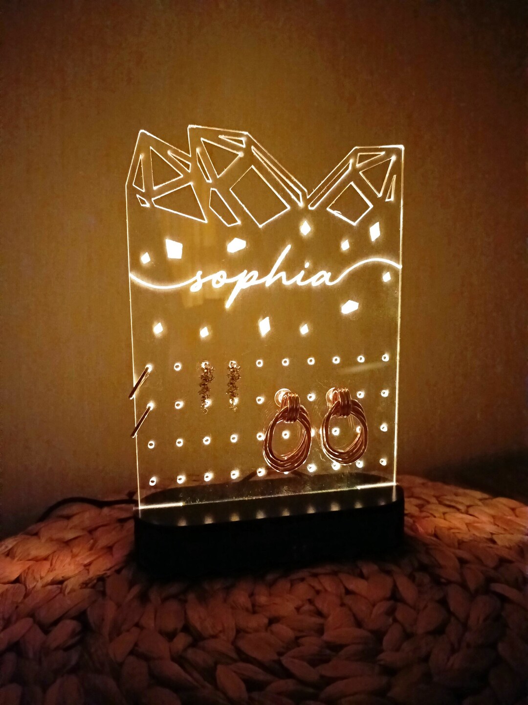 Personalized Earring Holder Night Light,jewelry Display Earring ...