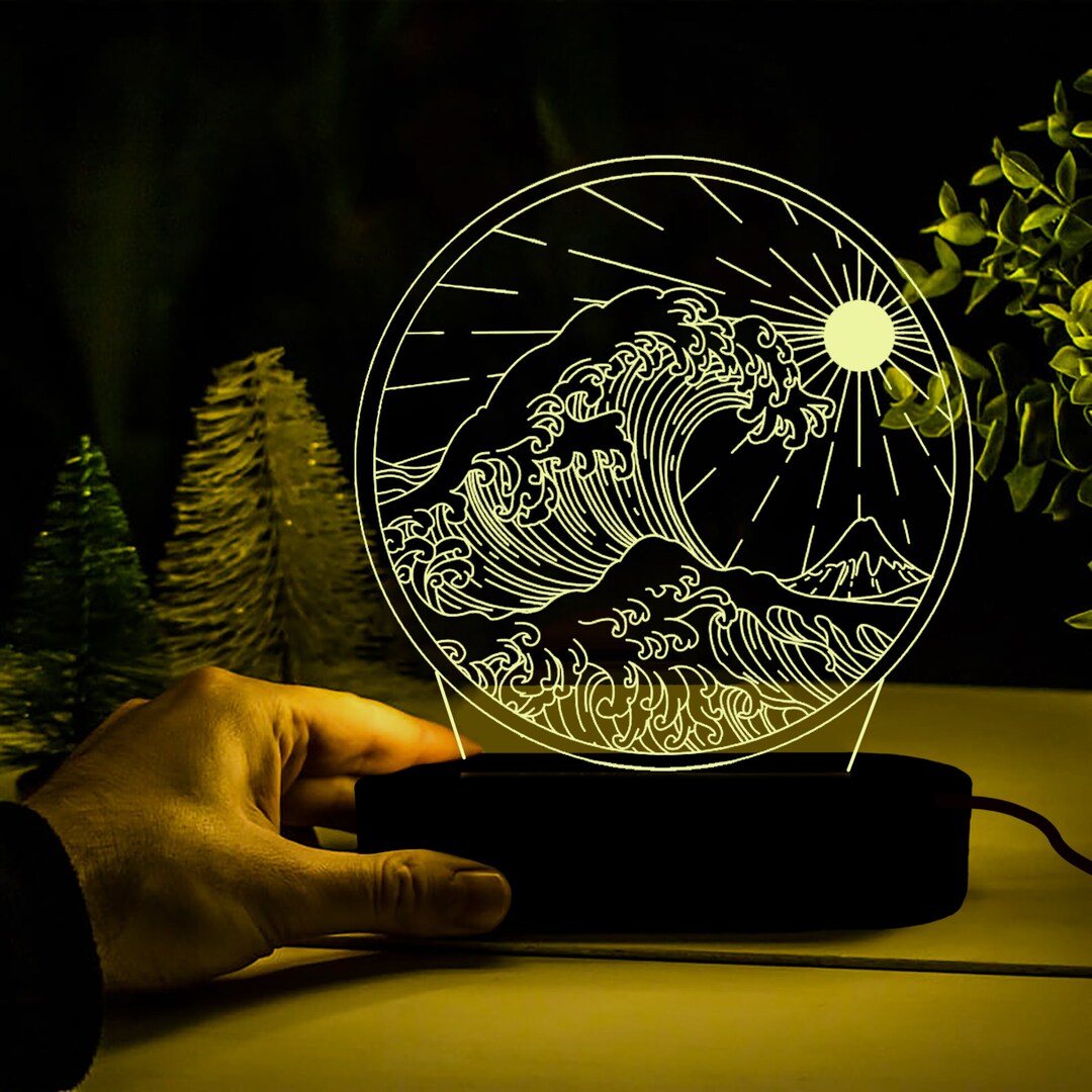 Great Wave Kanagawa Night Light,sun and Wave Night Lamp,katsushika ...
